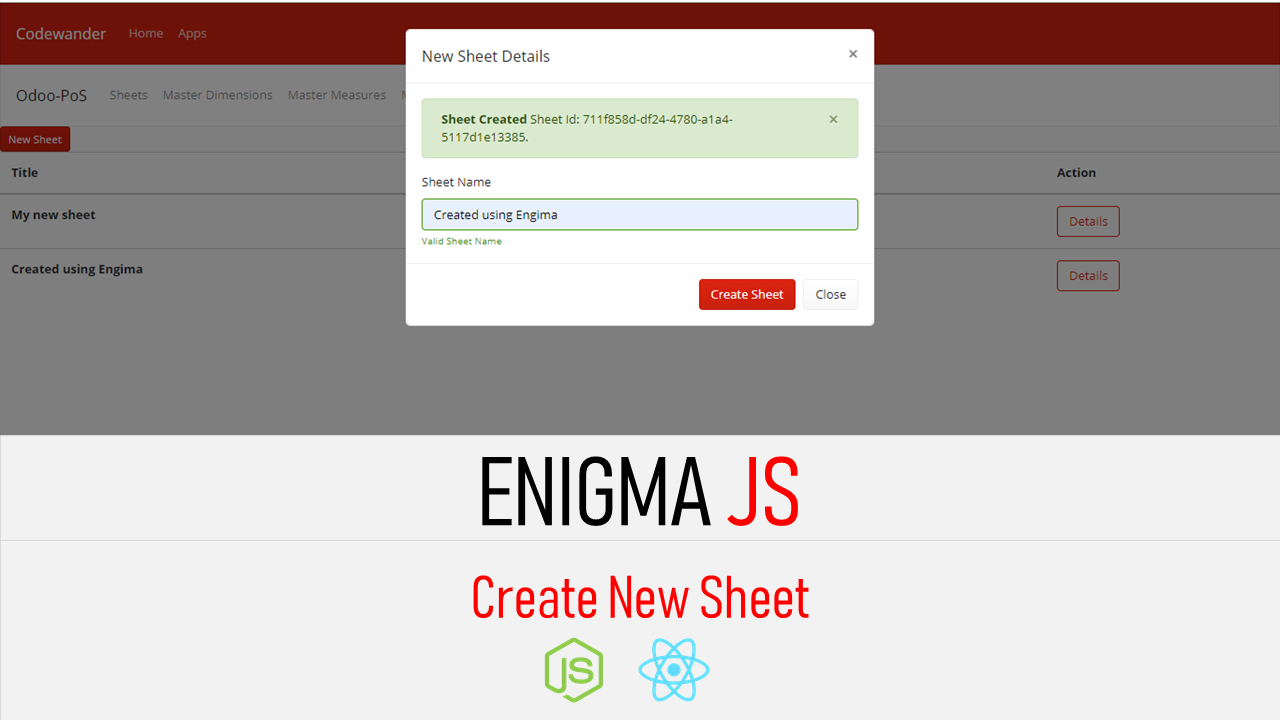 Qlik Sense Enigma Js Example Create Sheet React js Client